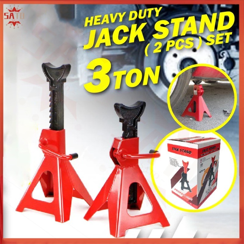 2PCS Heavy Duty Car Jack Stand 3 Tons Slotted Pad Lifting Jack Chassis ...