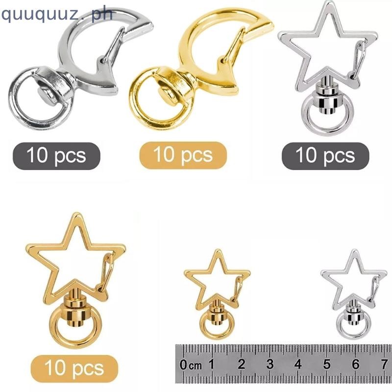 QUU 10Pieces Cute Pentagram Moon Hollow Keys Chain Keys Rings Keychain ...