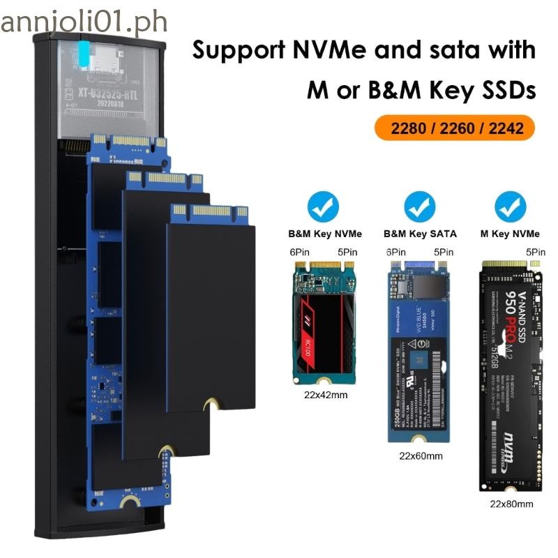 QJ M 2 NVMe SSD Enclosure 10Gbps USB 3 1 to m 2 SSD Housing Box ...