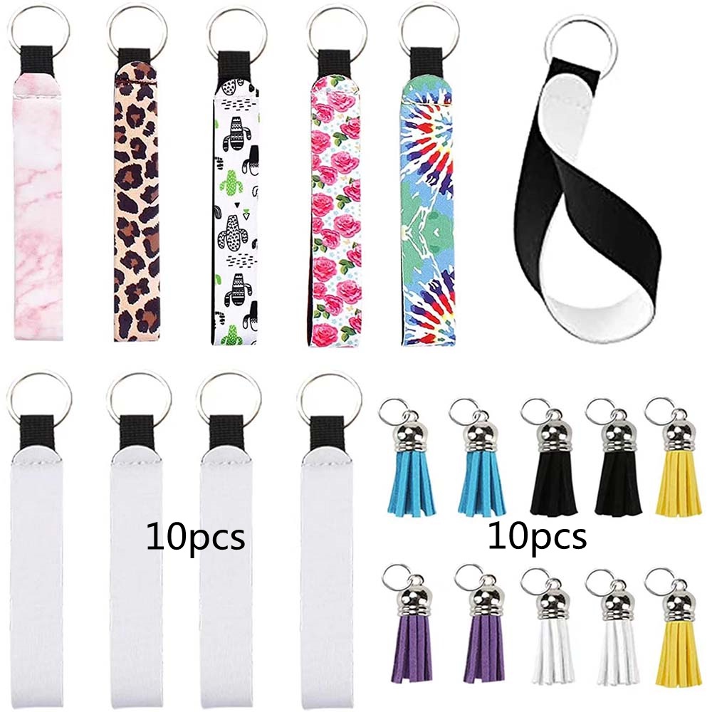 20Pcs Sublimation Blanks Wristlet Keychain DIY Blank Wrist Lanyard Heat ...