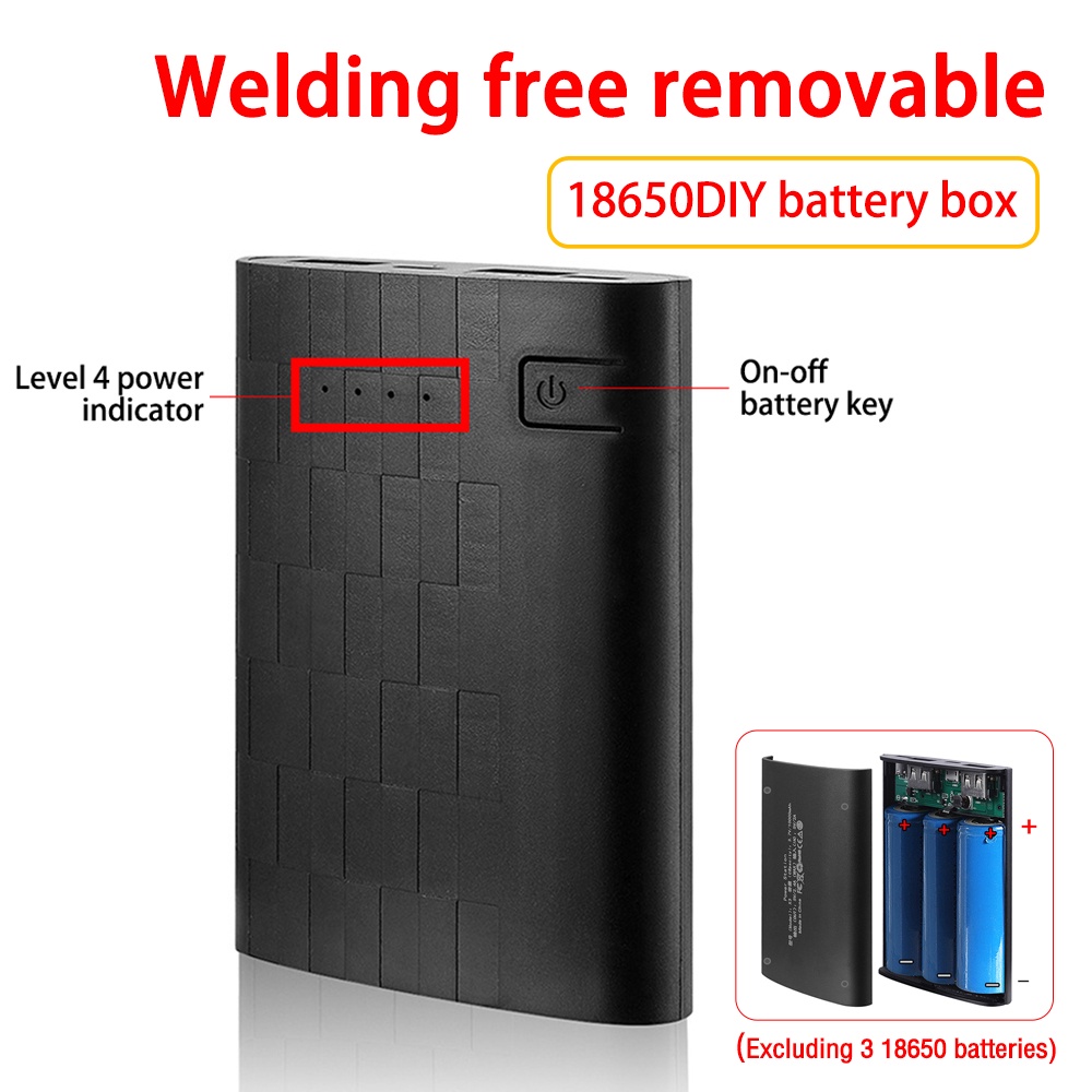 Mini Solderless 3 Slots 18650 Battery Box Case DIY Power Bank Charger ...