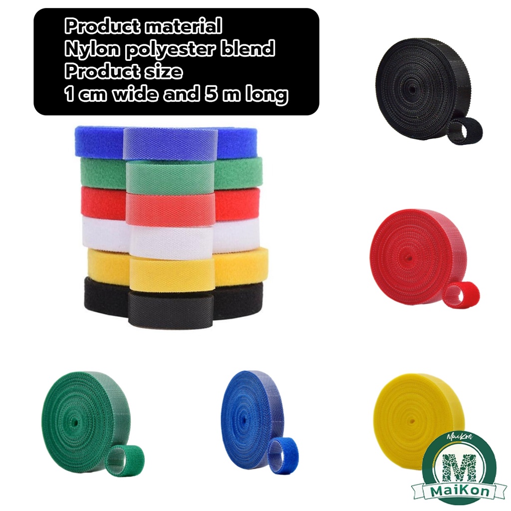 5m Nylon Tape Cable Organizer Tearable Cable Ties Strap Reusable Back ...