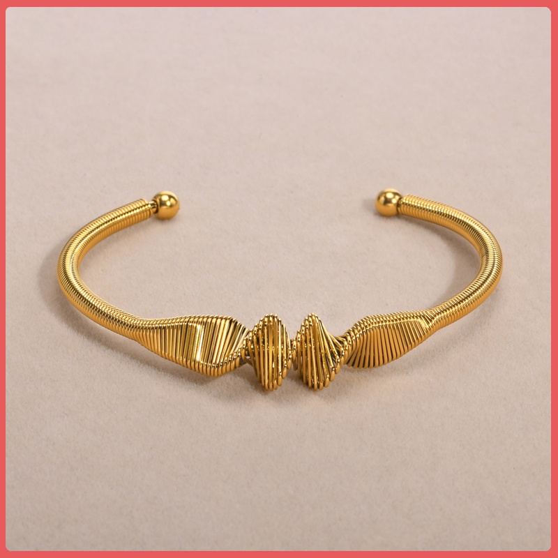 Stainless Steel Simple Spiral Adjustable Women's Bracelet | Shopee ...