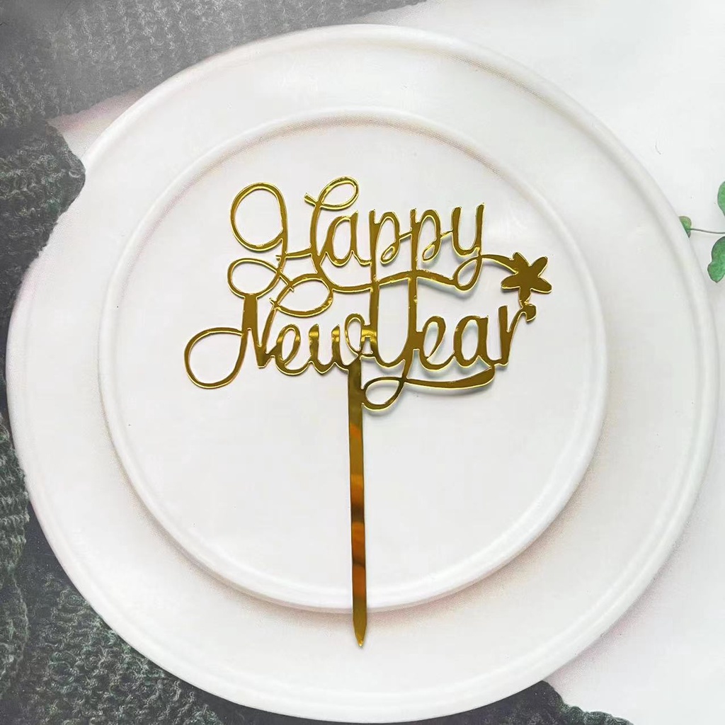 10pcs/pack Acrylic Happy New Year Cake Topper Dessert Decoration 2024 ...