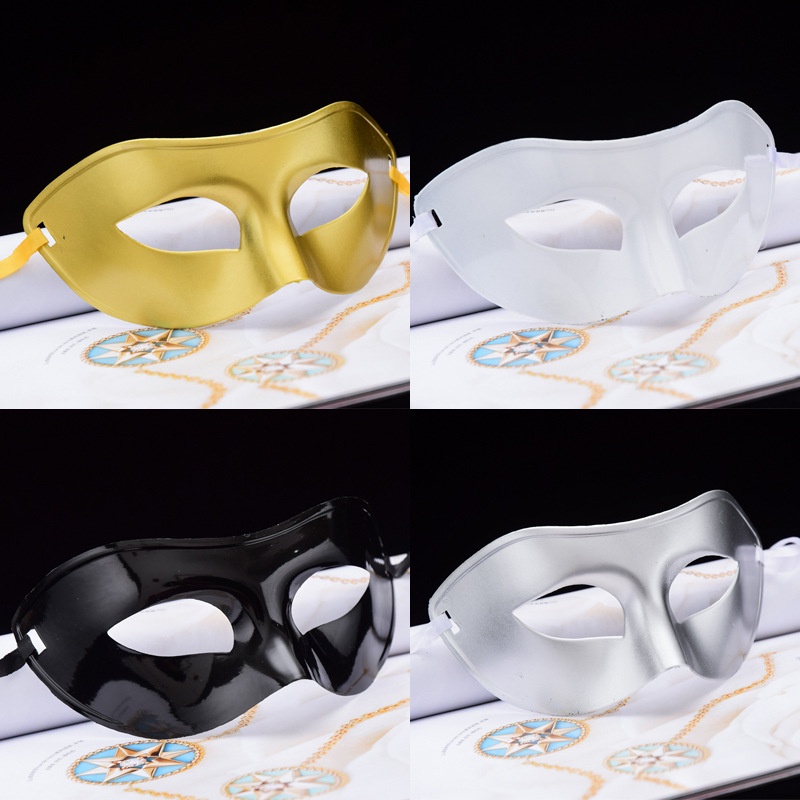 1PC Men Women Masquerade Mask Solid Color Plastic Half Face Eye Mask ...
