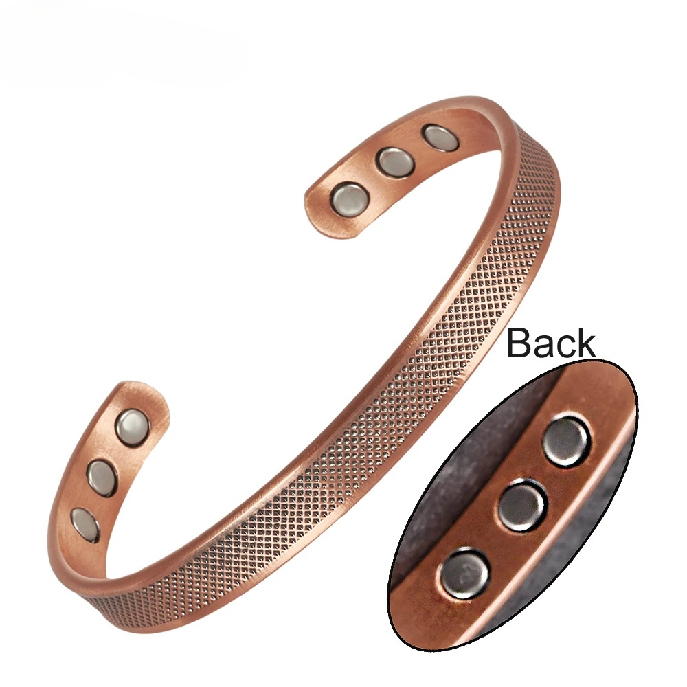 Pure Copper Magnetic Bracelets Adjustable 8mm Wide High Magnet Open ...