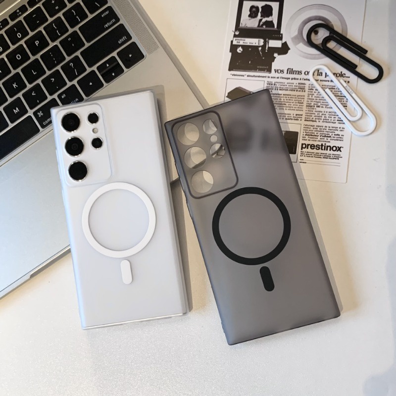 Ultra Thin Matte Clear Magnetic Phone Case For Samsung Galaxy S22 S23 S24 S25 Ultra Lens ...