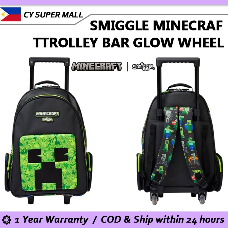 Smiggle Minecraft Trolley Backpack With Light Up Wheels | Shopee ...