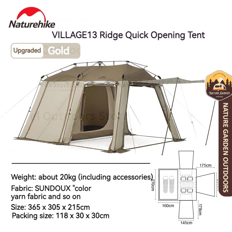 Naturehike VILLAGE 13 Cabin Style Tent New Version 2 Bedroom Camping ...