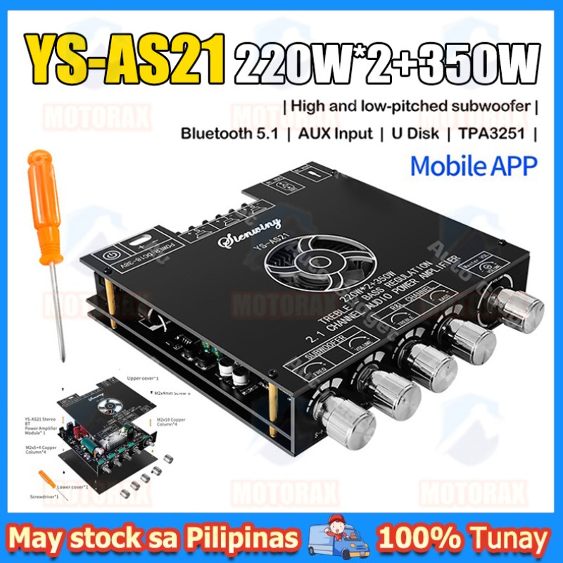 YS-AS21 2*220W+350W TPA3251 Bluetooth Amplifier Board 2.1Ch Subwoofer ...