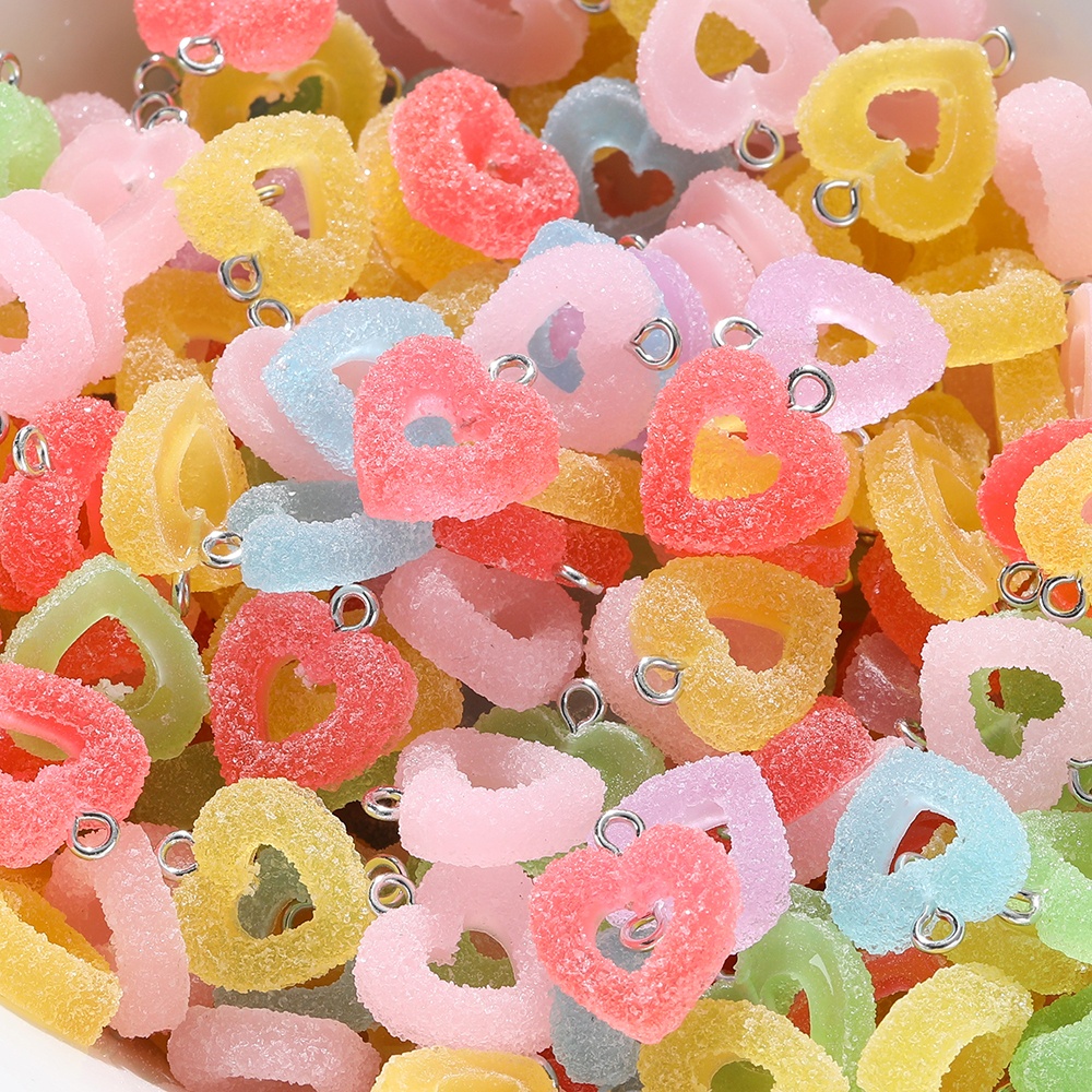 St. kunkka 10pcs 15.5 * 18mm Frosting Sugar Hollow Heart Pendant Cute ...