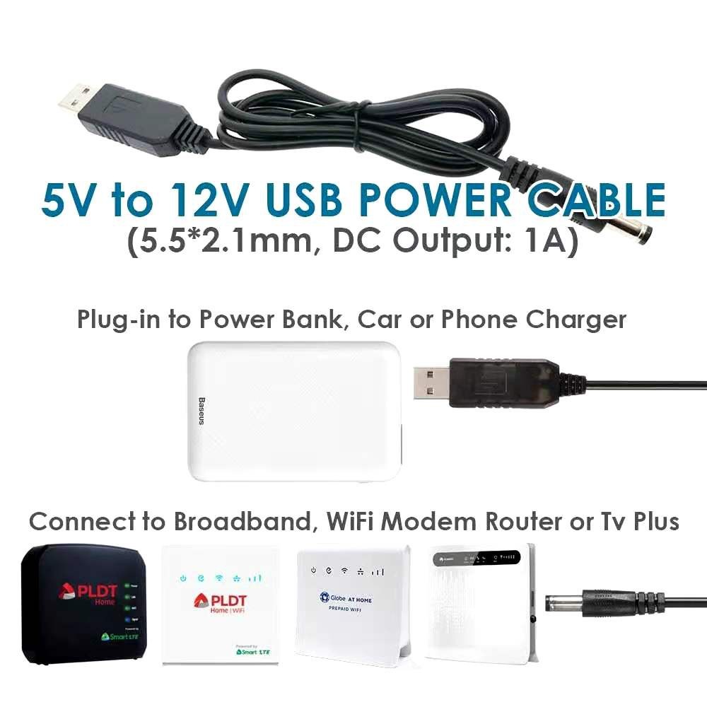 SGALAS Wifi Router Modem Connector to Powerbank DC 5V to 12V USB Cable ...