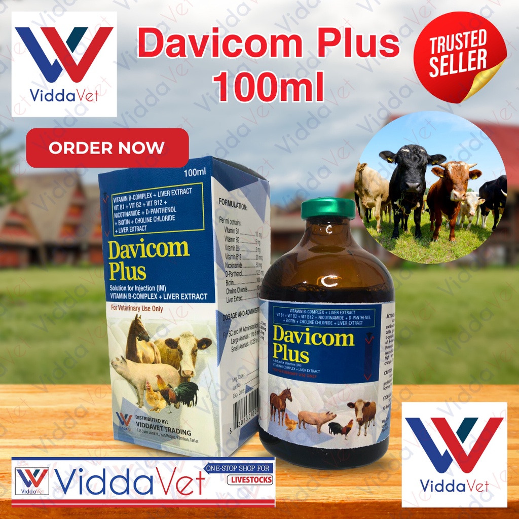100ml Davicom plus B-complex +Liver Extract for swine, poultry ...