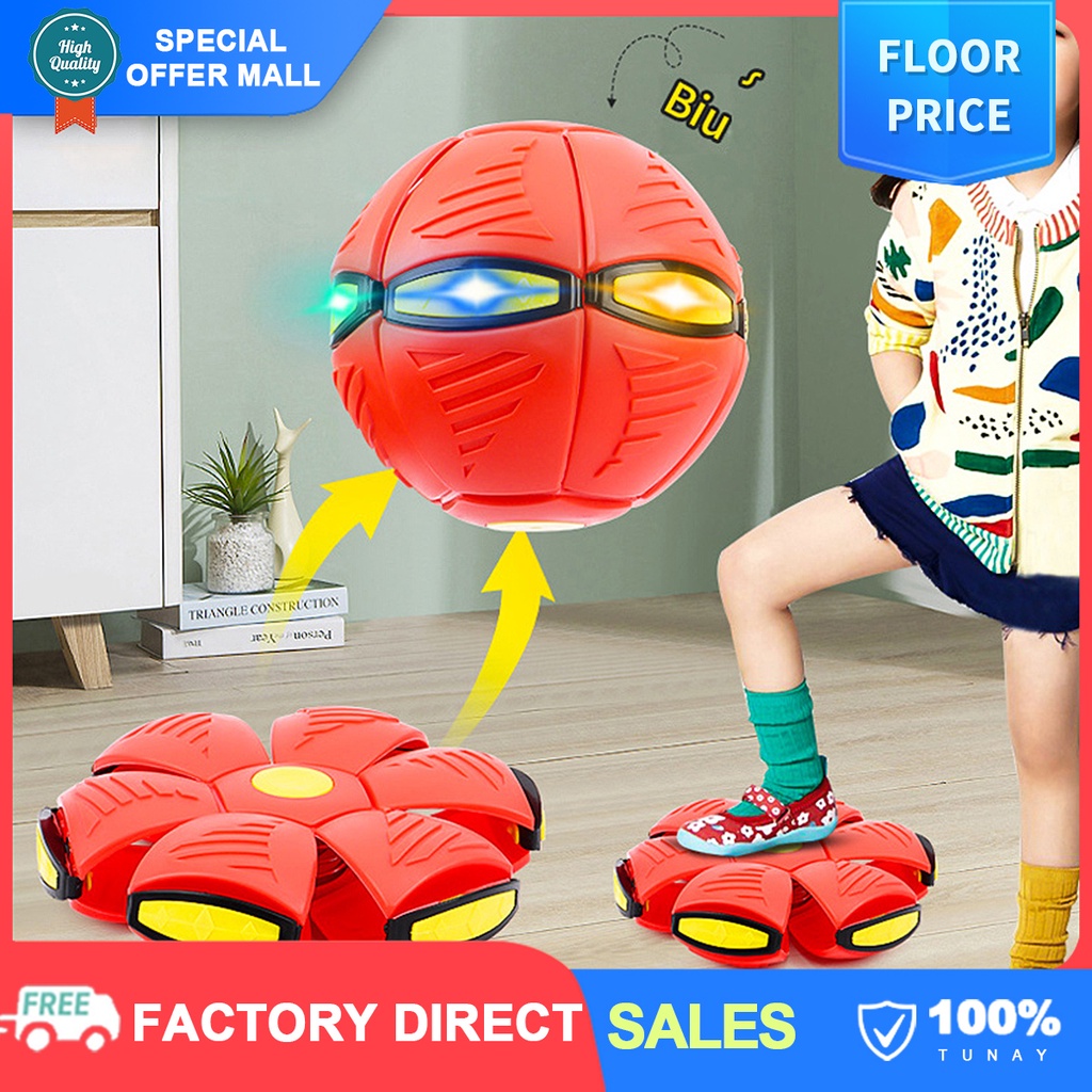 【Novelty】Flying UFO Balls Flat Throw Become Ball with LED Light Kids ...