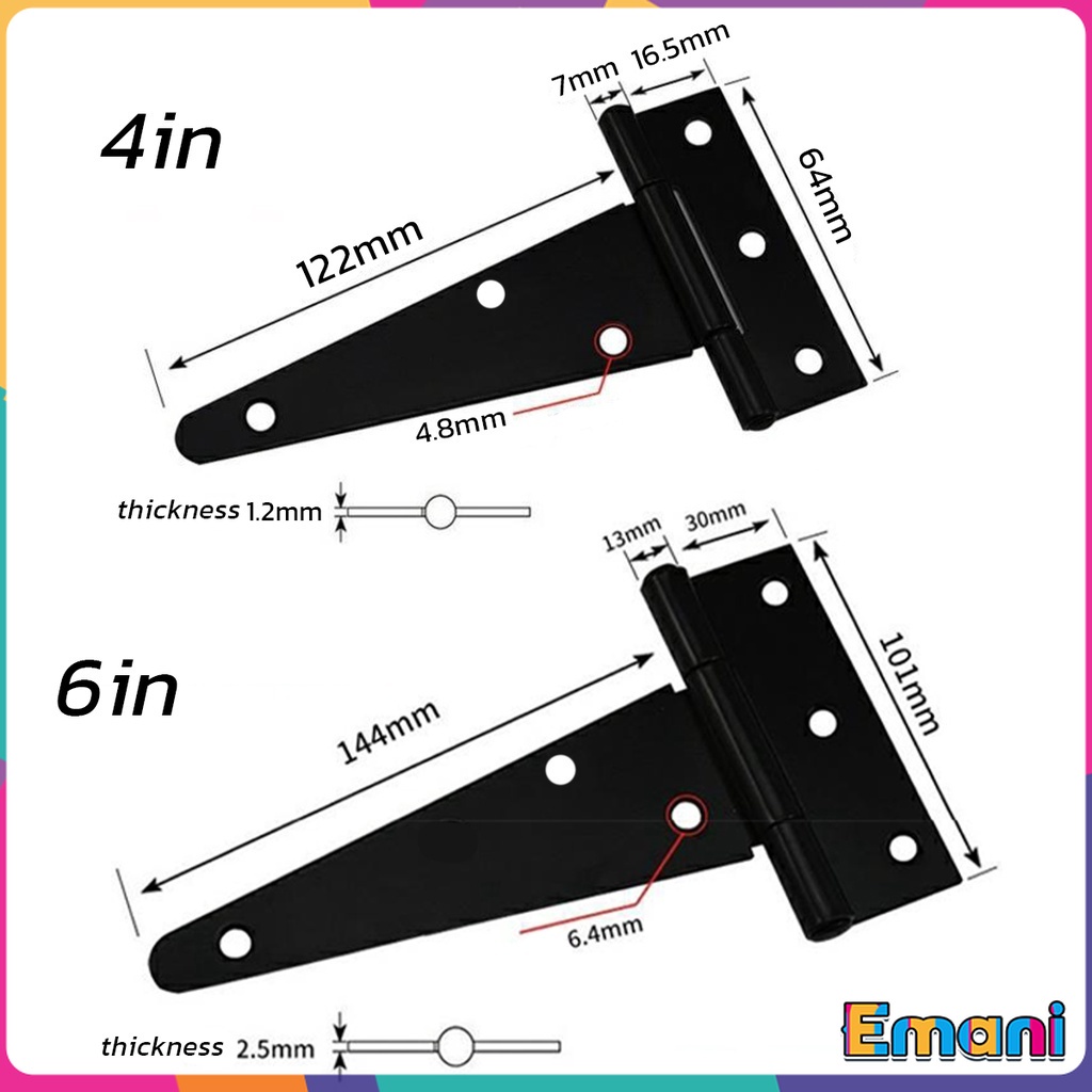 4 Inch 6 Inch T Strap Heavy Duty Shed/Gate Strap Hinge Door Barn Gates ...