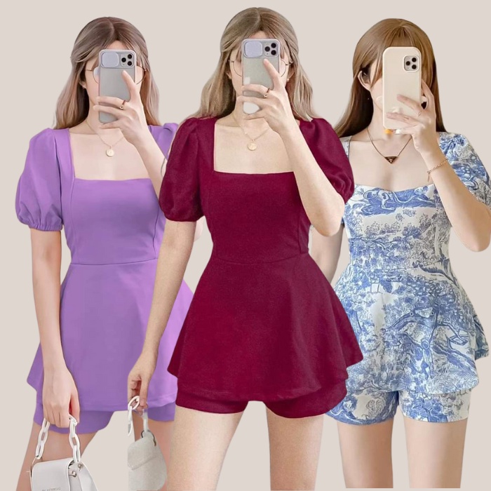 EWF | JASMINE TRENDY PUFF SLEEVE TERNO COORDS CASUAL CLASSY CREPE ...