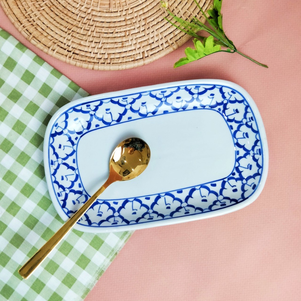 Ceramic Plate Cradle Thai Pattern Shallow Shape Fish 10-Inch Microwave ...