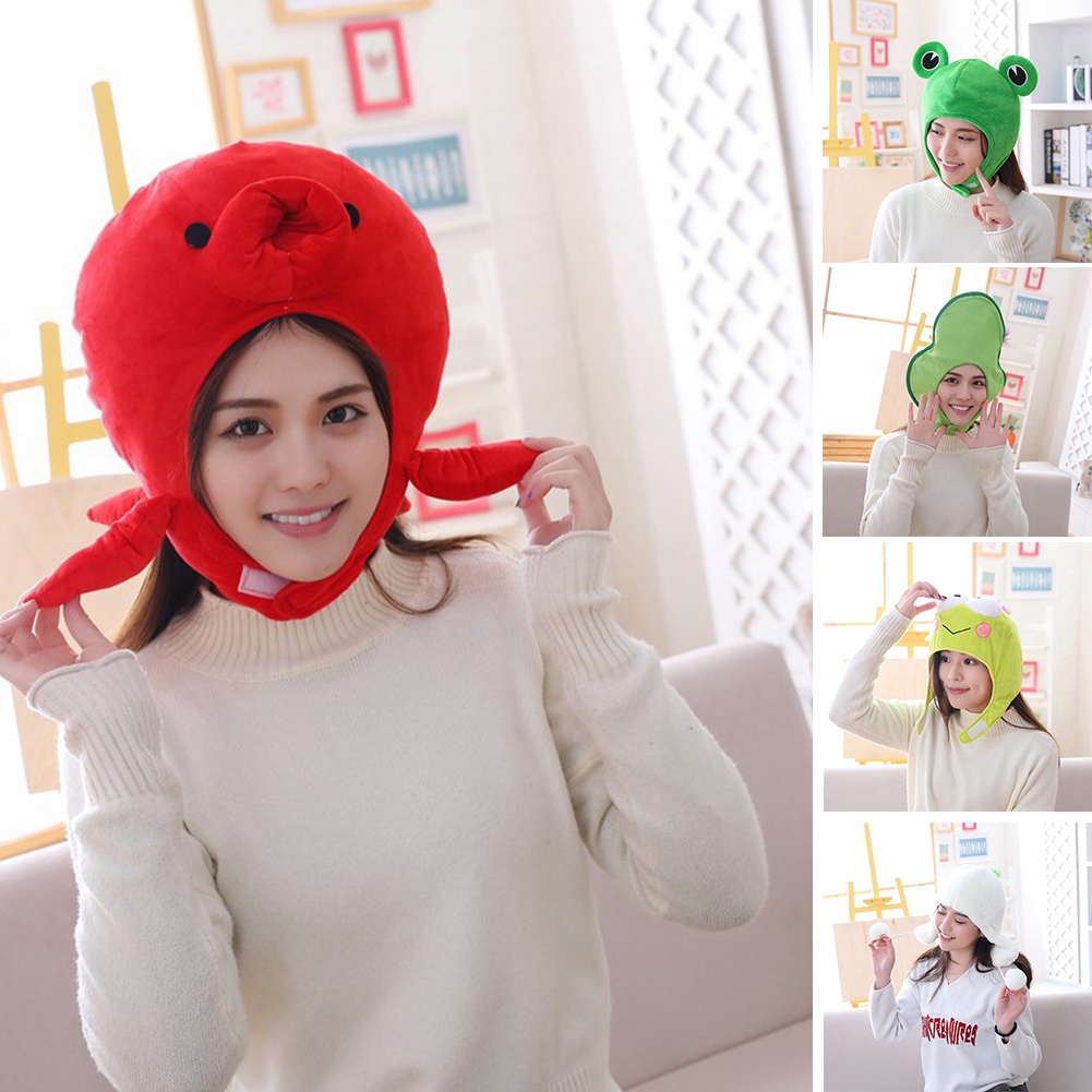 Cartton Headgear Soft Headwear Lightweight Avocado Frog Head Cover ...