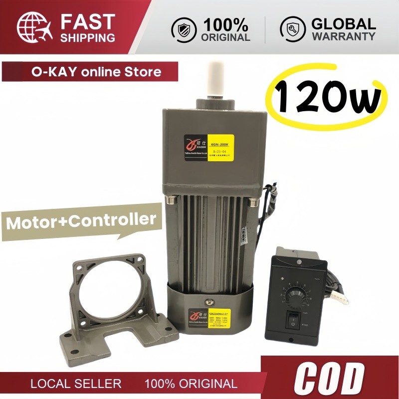 O-KAY AC 220V 90W/120W Single-Phase Asynchronous Gear Motor with ...