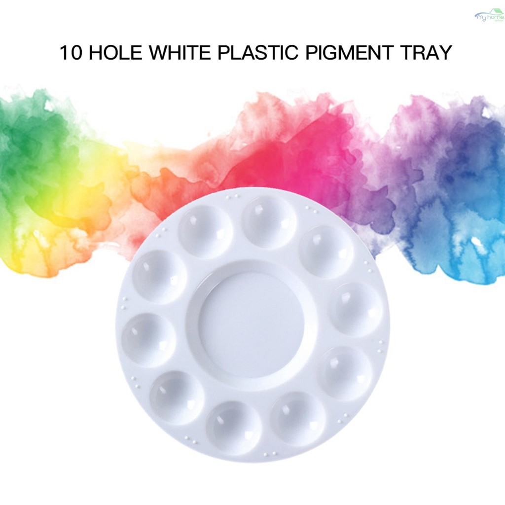 White Plastic Palette Round Shape Paint Tray for Holding and Mixing ...
