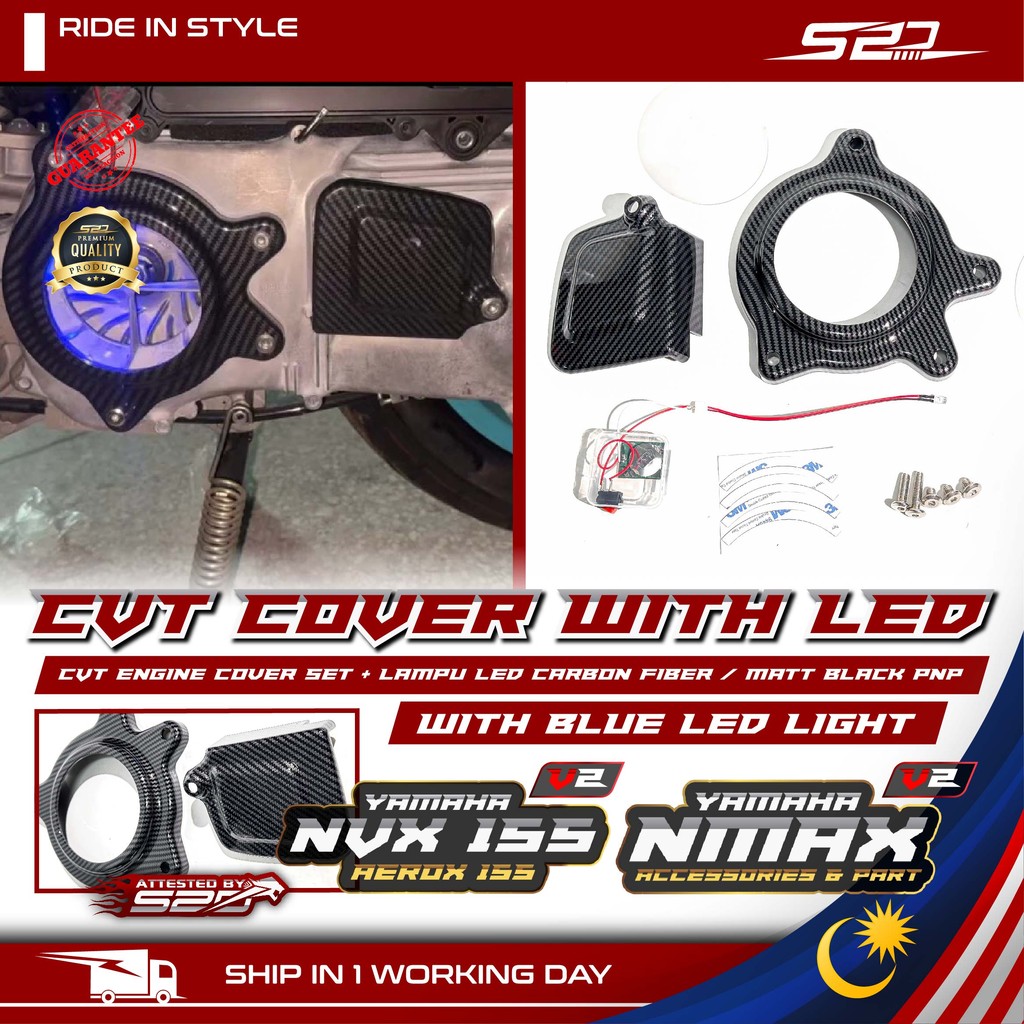CVT Cover Transparent With LED NVX 155 V2 AEROX NMAX V2 CVT Engine ...