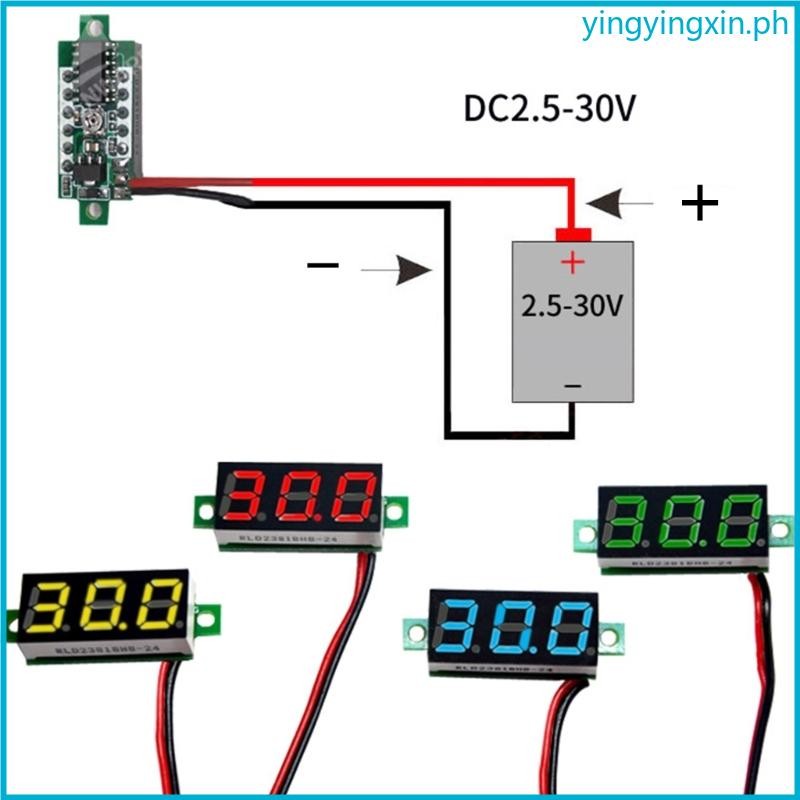YIN DC2 5V-30V Digital Voltmeter Voltage Tester Meter 0 28 LED Volt ...