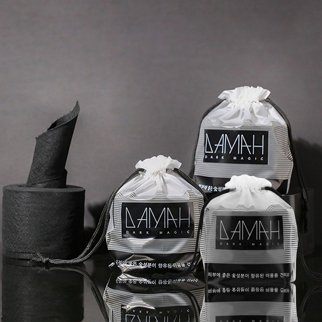 DAMAH Dark Magic Binchotan Face Towel – 3-Pack (50 Sheets/Pack)| Soft|Deep Cleansing & Eco ...