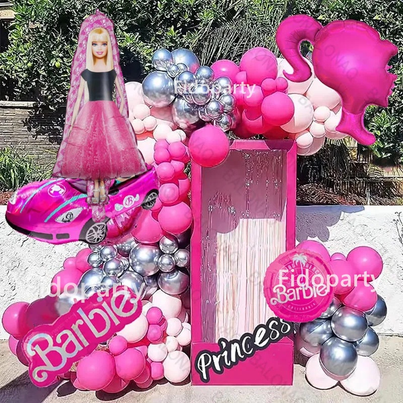 74pcs Pink Barbie Balloon Garland Arch Kit 32inch Number Balloons ...