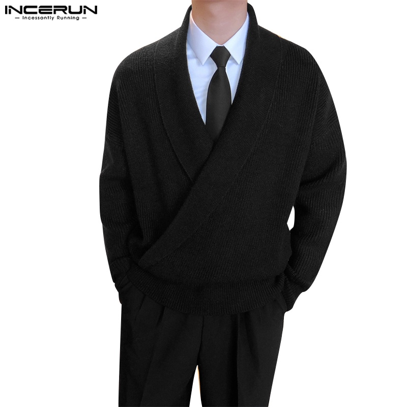 INCERUN Men's Fashion V-neck Neckless Solid Color Pullover Long Sleeve ... INCERUN Men's Fashion V-neck Neckless Solid Color Pullover Long Sleeve ...