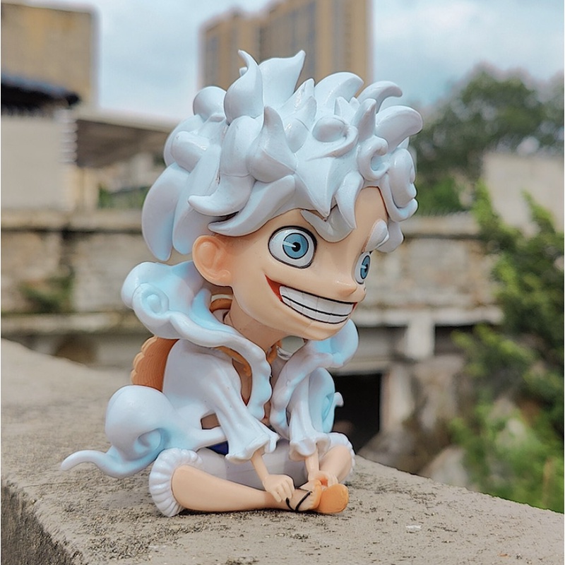 Anime One Piece Luffy Gear 5 Sun God Luffy Nika Q Version Action Figure ...