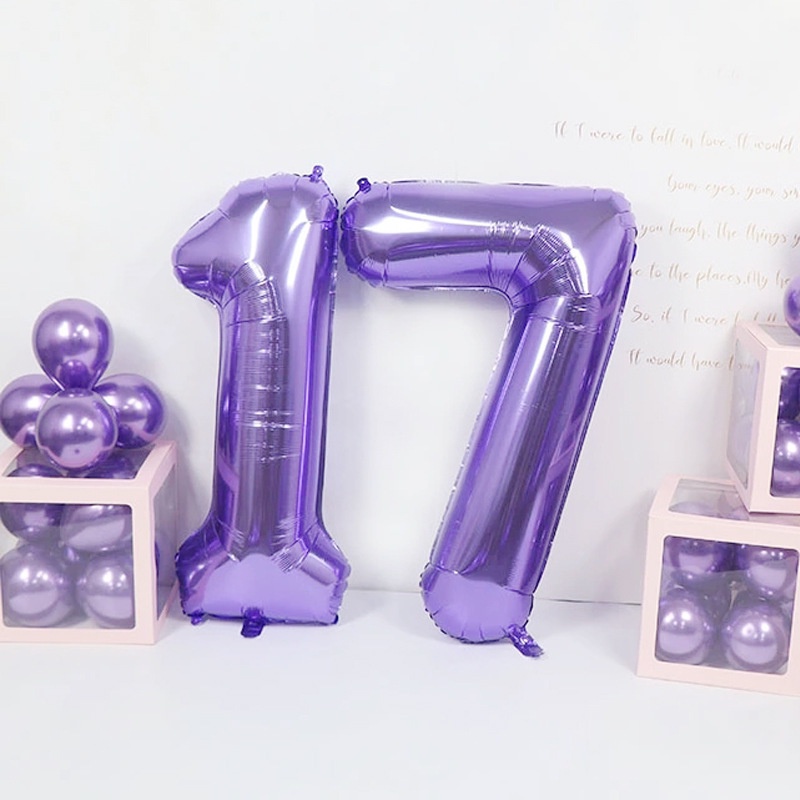 Purple Digital Balloon 32Inch Number 0 1 2 3 4 5 6 7 8 9 Years Old ...