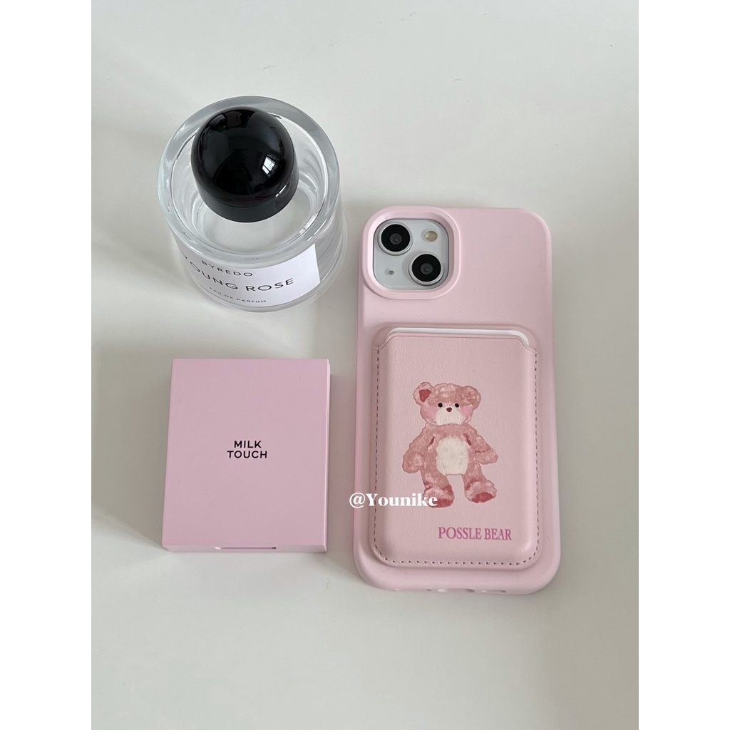 Korean Style ins Style Sweet Pink Toot Leather Bear Magnetic Card ...