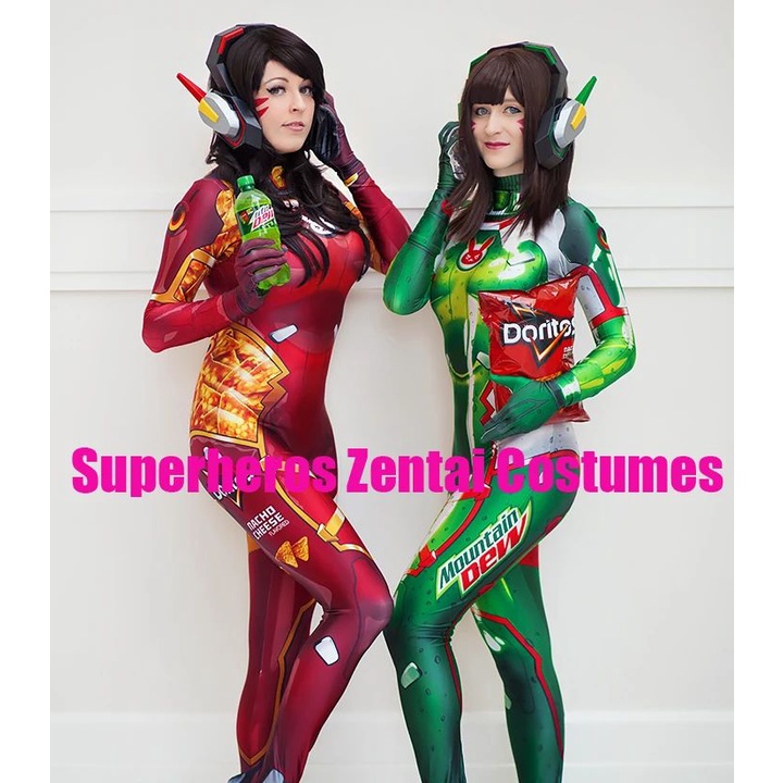 Mountain Dew and Doritos D.va Cosplay Costumes 3D Printed Zentai dva ...