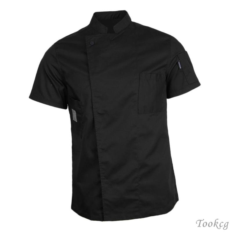 [Tookcg] Chef Coat Short Sleeve Hotel Restaurant Uniform Cooker Waiter ...