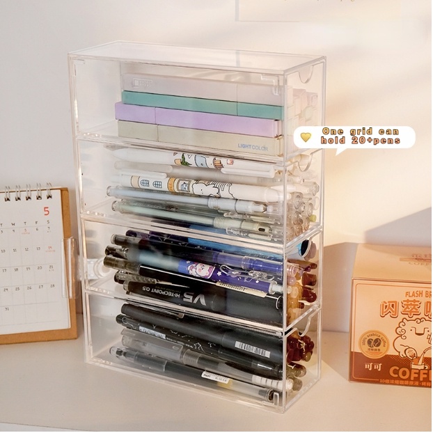 Transparent desktop organizing storage box Cosmetics hand ledger Tape ...