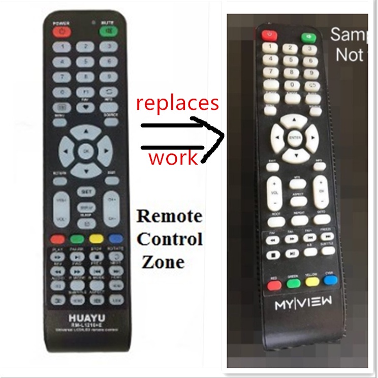 HUAYU RM-L1210+ Universal LED TV Remote for replaces Myview code 038 ...