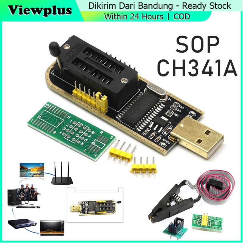 Ch341a Eeprom Flash BIOS USB Set SOIC8 Programmer Clip On-Board and Eeprom IC Clamp | Shopee ...