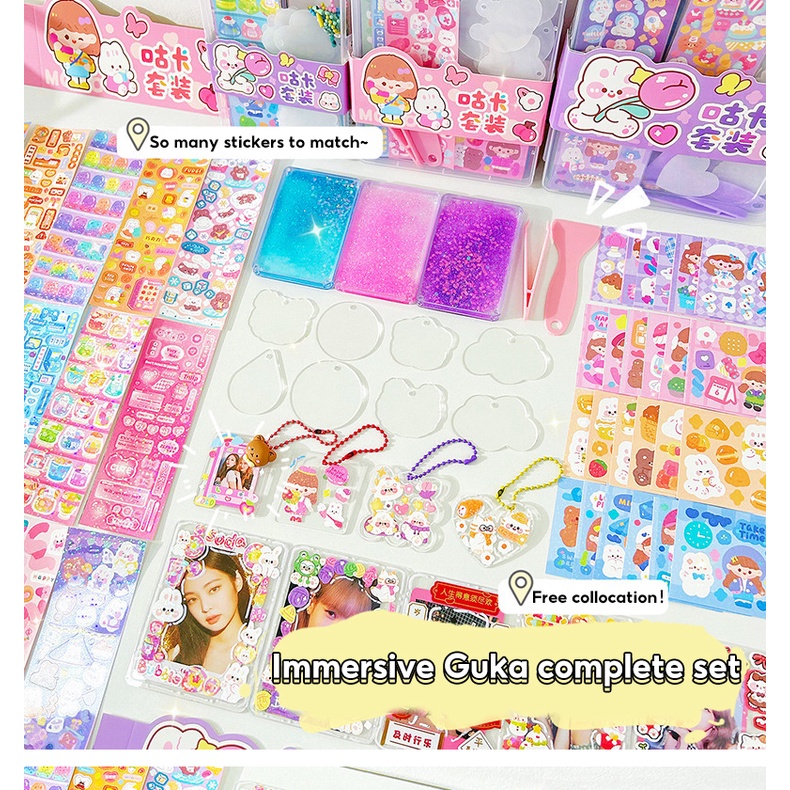 260 Pcs Boxed Lovely Cartoon Shiny Stickers Quicksand Cards Set Student ...