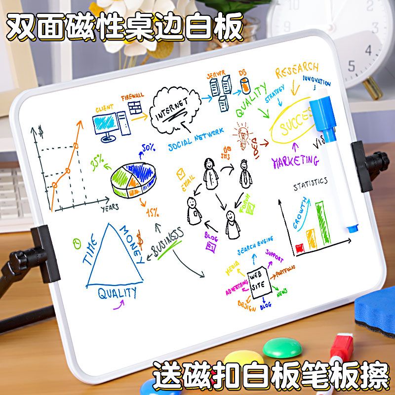 Double-sided magnetic small whiteboard, erasable children's drawing ...