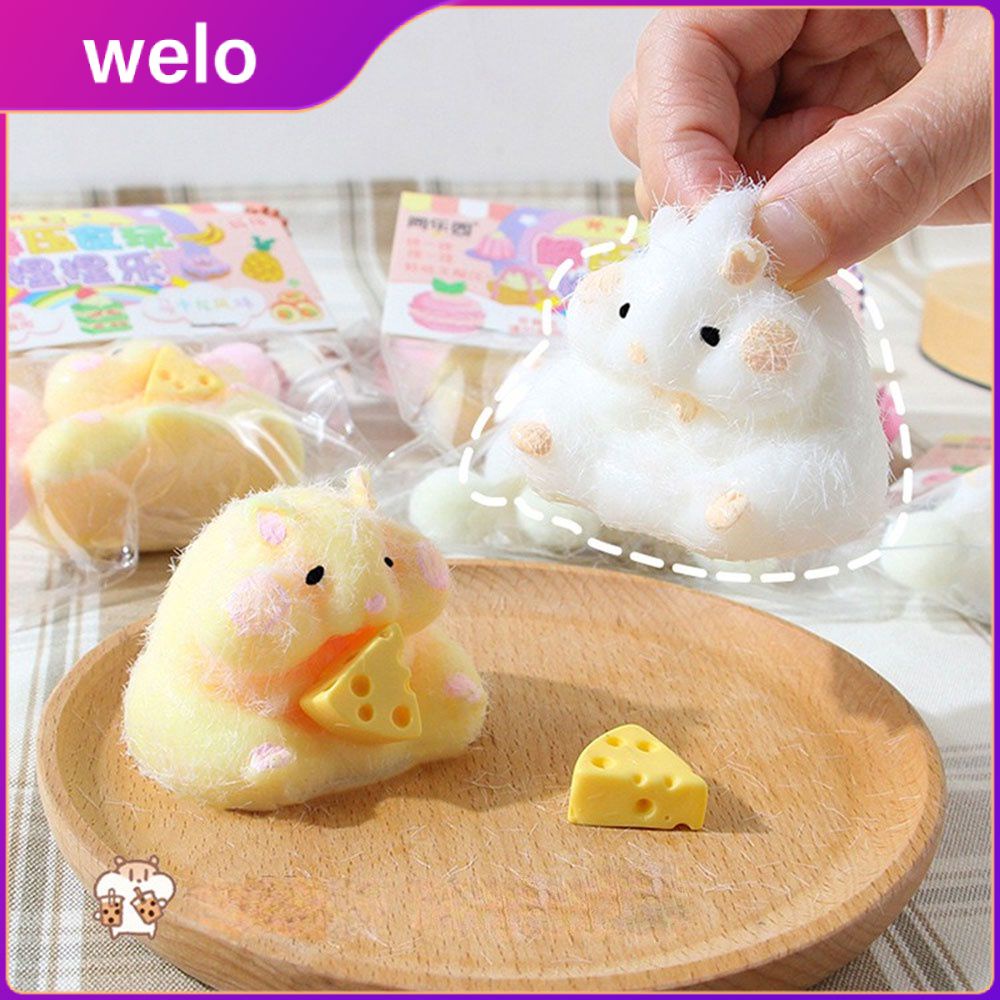 WELO Cute Hamster Squeeze Toy Silicone Pinch Decompression Anti-stress ...