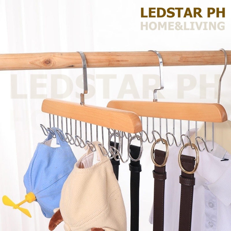 8 Hooks Non-Slip Solid Wood Hanger Space Saving Woman Bra Hanger Man ...
