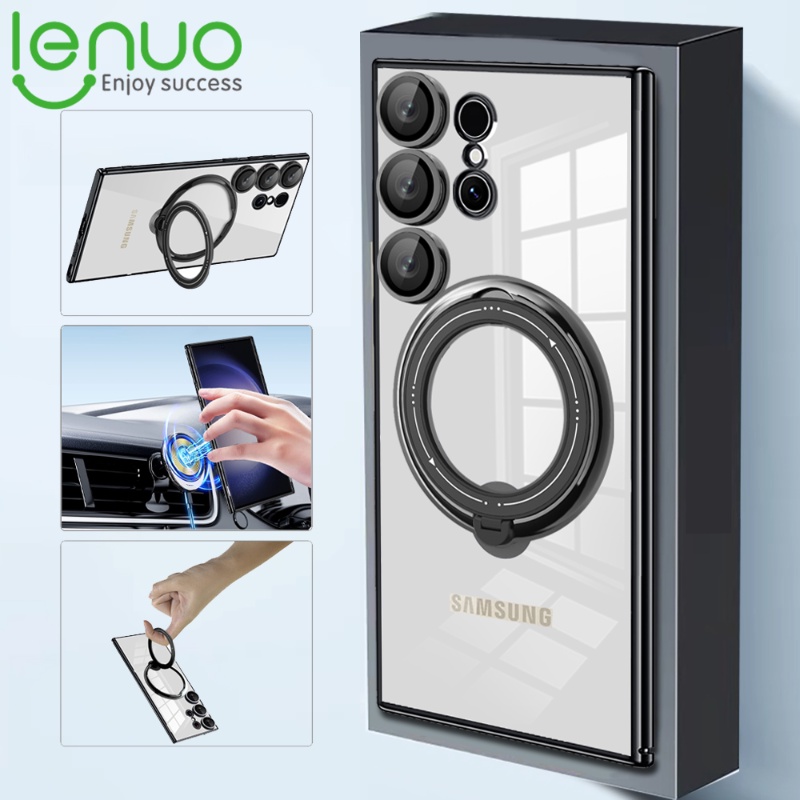 Lenuo Transparent Magnetic Stand Phone Case For Samsung Galaxy S23 FE ...