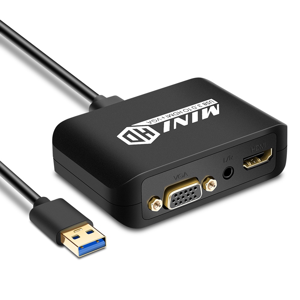 USB 3.0 to HDMI VGA Adapter 1080P Support HDMI VGA Sync Output Windows ...
