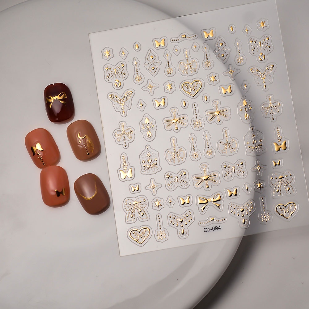 [Meow.Sensei] Cross-Border Gilding Nail Stickers Ins Bow Wear Nail-Free ...