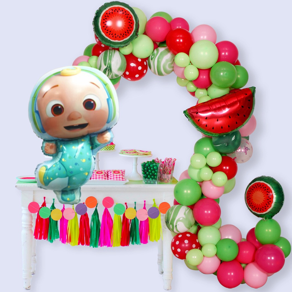 Cocomelon Theme Balloon Chain Watermelon Boy Foil Balloon 32inch Green ...