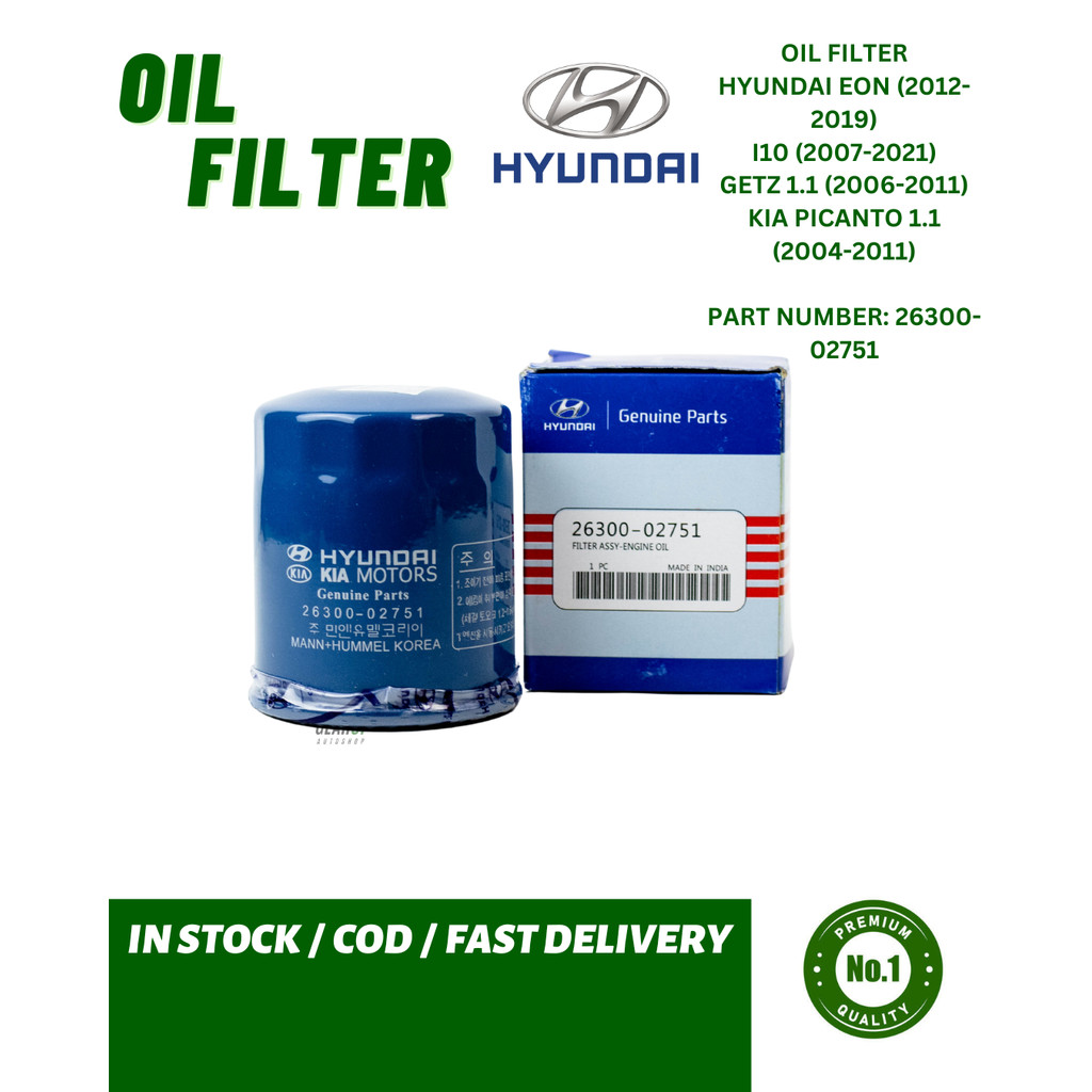 SALE! OIL FILTER for HYUNDAI EON (2012-2019) / I10 (2007-2021) / GETZ 1 ...