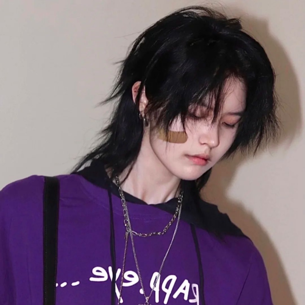 Wolf Tail Wig Male Long Hair Japanese Boy Samurai Head Middle Section ...