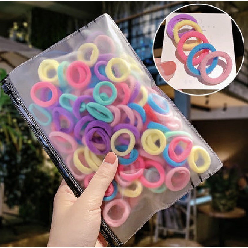 100pcs girls Colorful Nylon Hair Band Elastic Hair Rope Head Rope ...