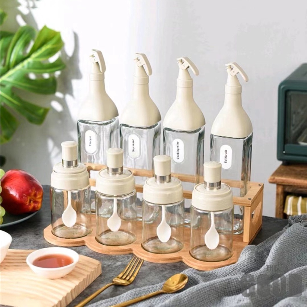 WM-Kitchen Condiments Bottle Set Square Glass Oil Bottle Seasoning Pot ...