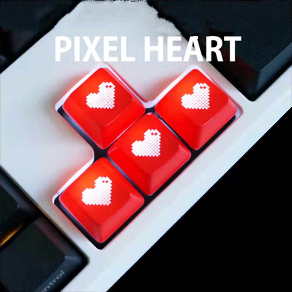 Red Pixel Heart Keycap PBT Material Sublimation R4 Keycap for ...